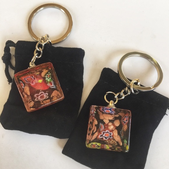 Accessories | Glass Art Beautiful Designed Key Chain Set Of 2 | Poshmark